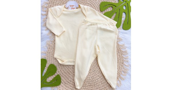 Conjunto body e mijão Basic manga longa - Amarelo